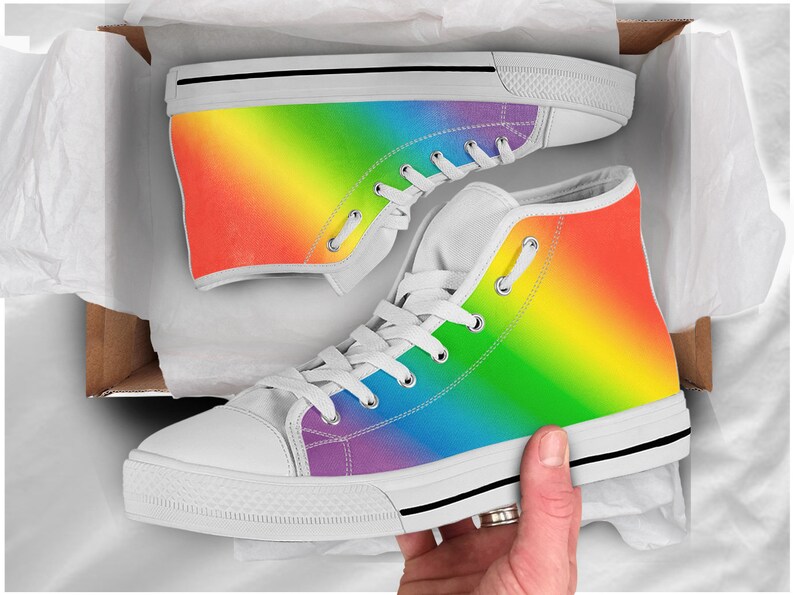 Rainbow Print Shoes Tie Dye Print Sneakers Rainbow - Etsy