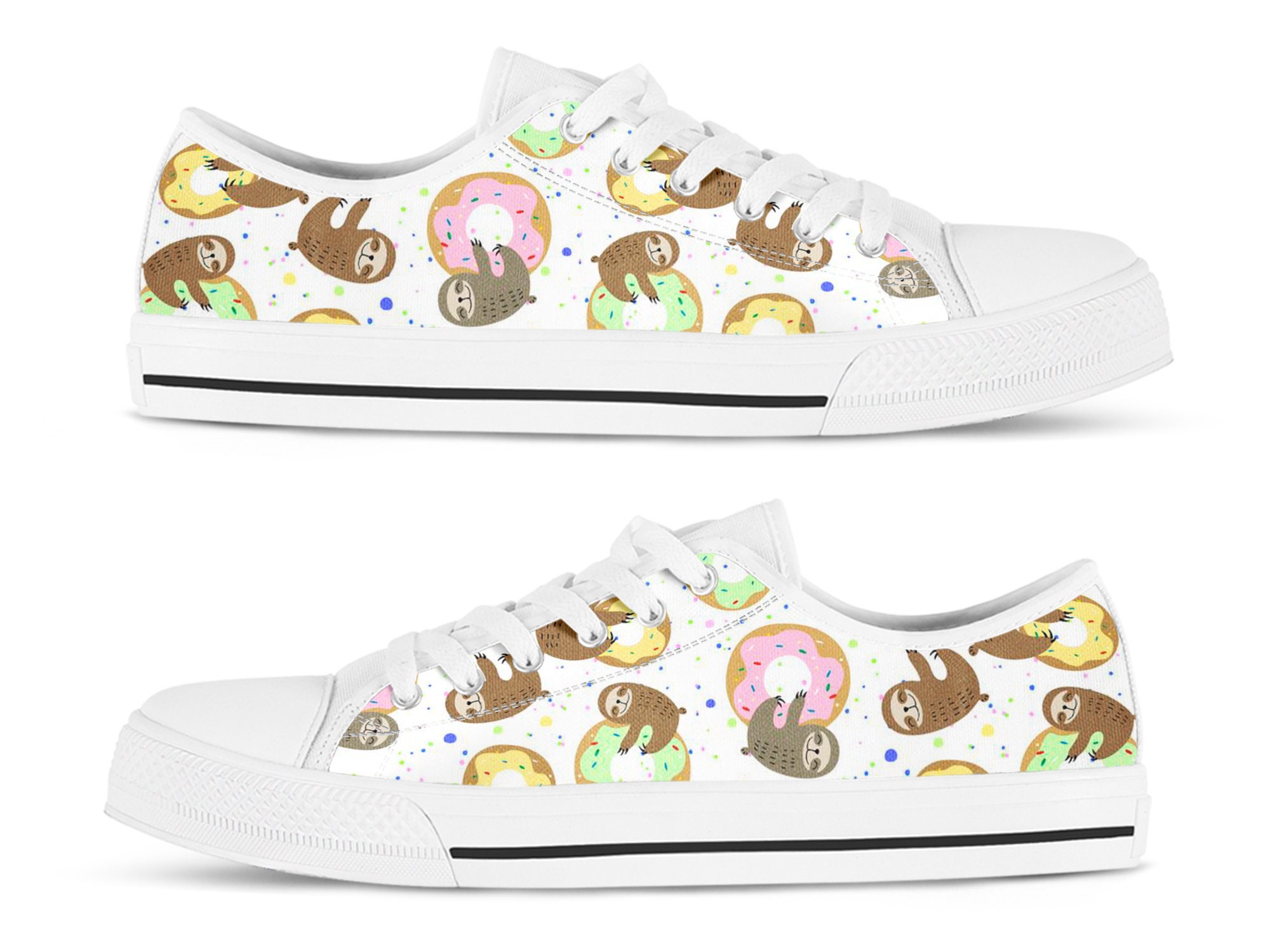 Sloth Donuts Shoes Sneakers Sloth Print Shoes Womens | Etsy