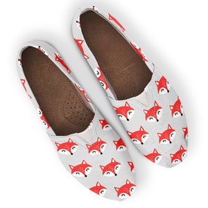 Fox Pattern Shoes Fox Womens Shoes Cute Shoes Canvas Women Shoes Girls ...