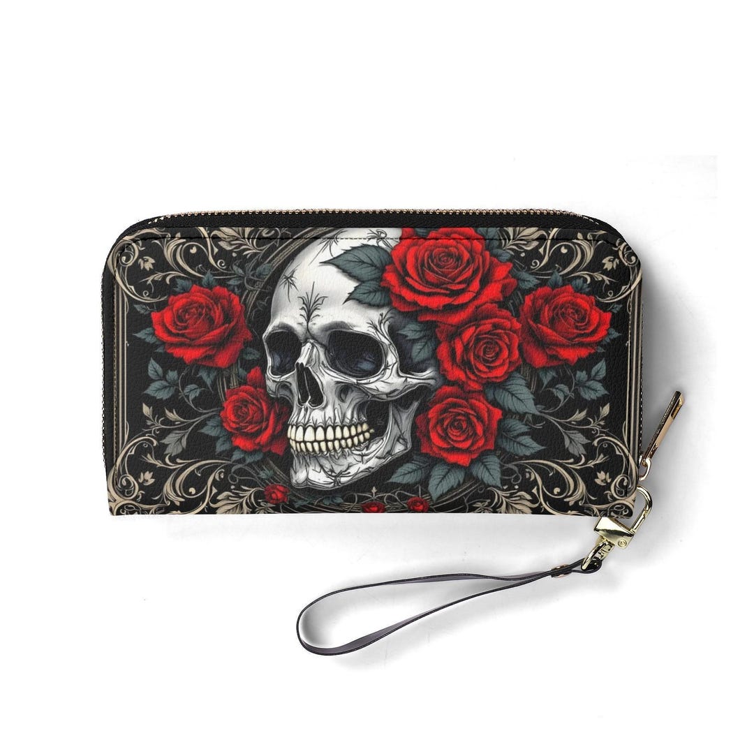 Gothic Skull & Roses Wallet Vegan Leather Cute Wallet Vegan Leather ...