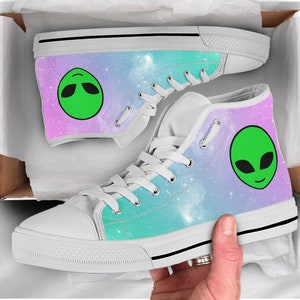 Alien Face Shoes Alien Sneakers Harajuku Kawaii Clothing Custom High ...