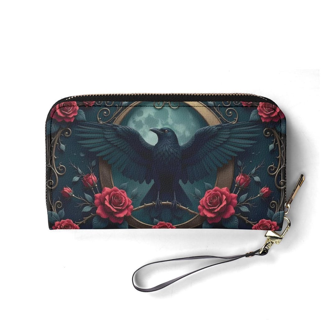 Gothic Raven Wallet Vegan Leather Cute Wallet Vegan Leather Wallet Zip ...