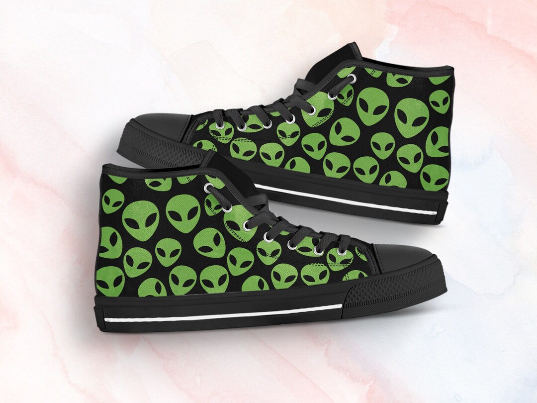 Green Alien Shoes Alien Sneakers Harajuku Kawaii Clothing Custom High ...