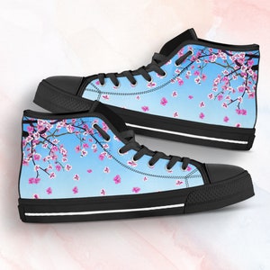 Sakura Custom Shoes, Cute Shoes / Sneakers, Cherry Blassom Tree High ...