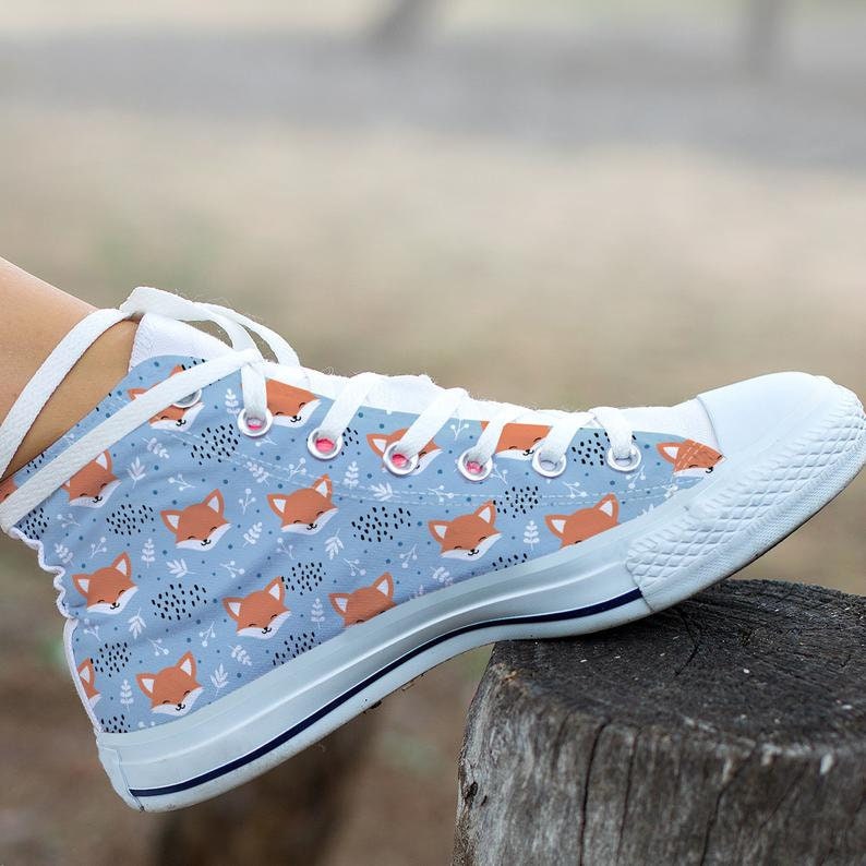 Cute Fox Shoes Kawaii Fox Sneakers Fox High Top Shoes Cute | Etsy