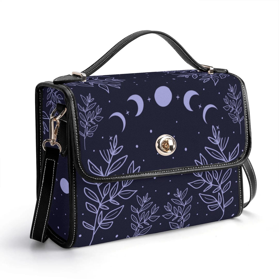 Purple Moon Witch Bag Satchel Bag Witchy Crossbody Moon Phase Bag PU ...
