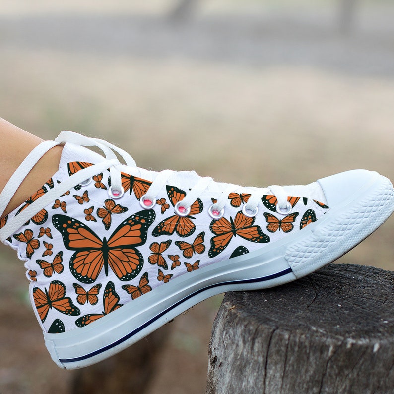 Orange Butterfly Shoes Butterfly Sneakers Cute Clothing | Etsy