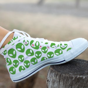 Green Alien Shoes Alien Sneakers Harajuku Kawaii Clothing Custom High ...