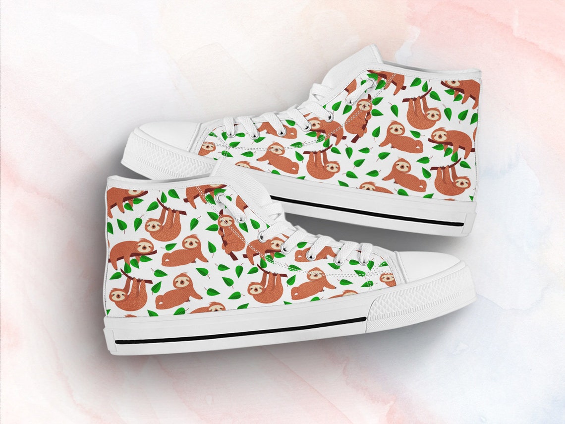 Sloth Shoes Animal Print Sneakers Cute Shoes Sloth - Etsy