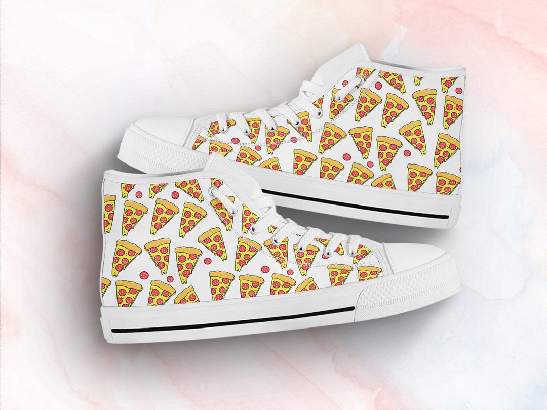 White Pizza Shoes Pizza Sneakers Pizza Lover Gifts Pizza Pattern Custom ...