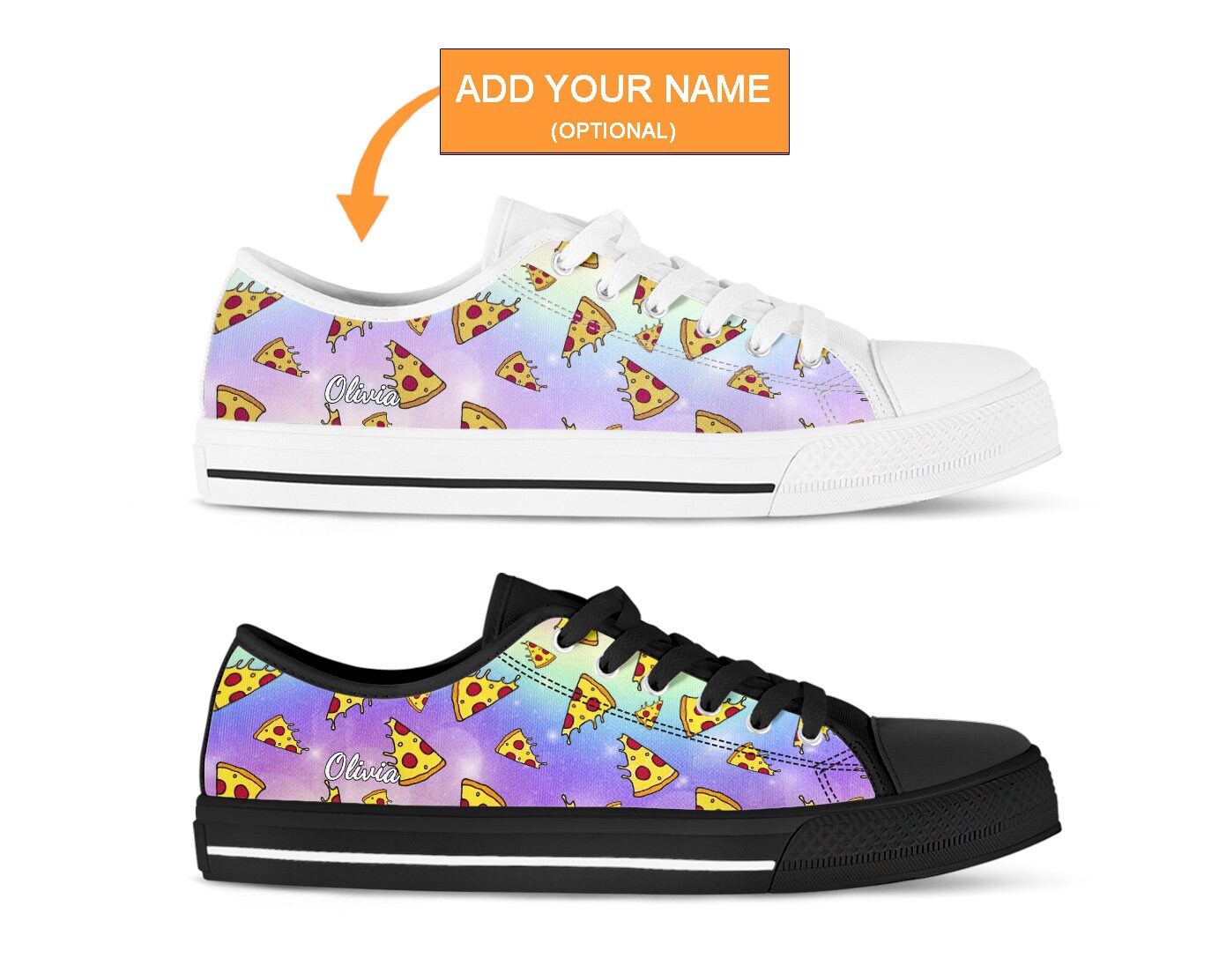 Pastel Pizza Shoes Pizza Sneakers Cute Shoes Casual - Etsy