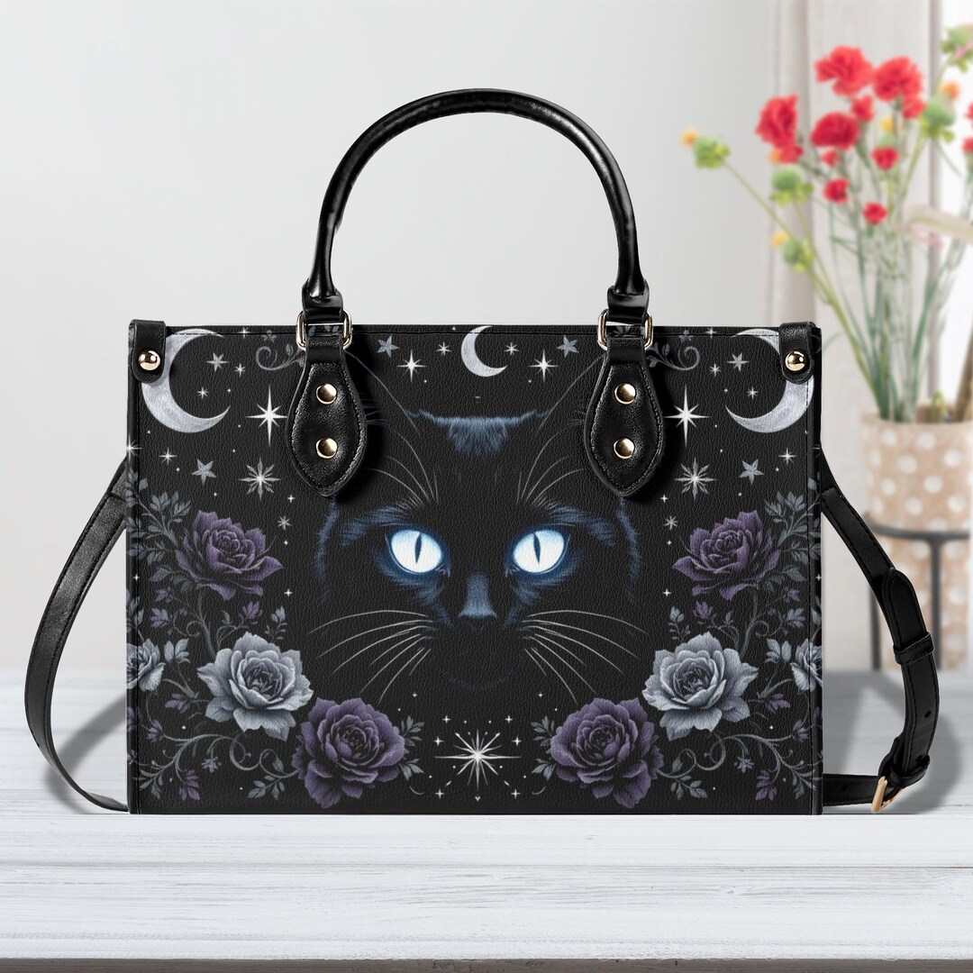 Gothic Cat & Crescent Moons Bag Cute Crossbody Bag Unique Purse Cute ...