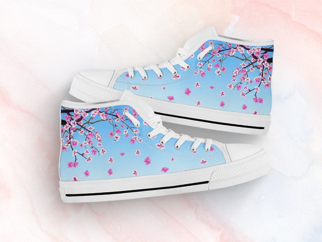 Sakura Custom Shoes, Cute Shoes / Sneakers, Cherry Blassom Tree High ...