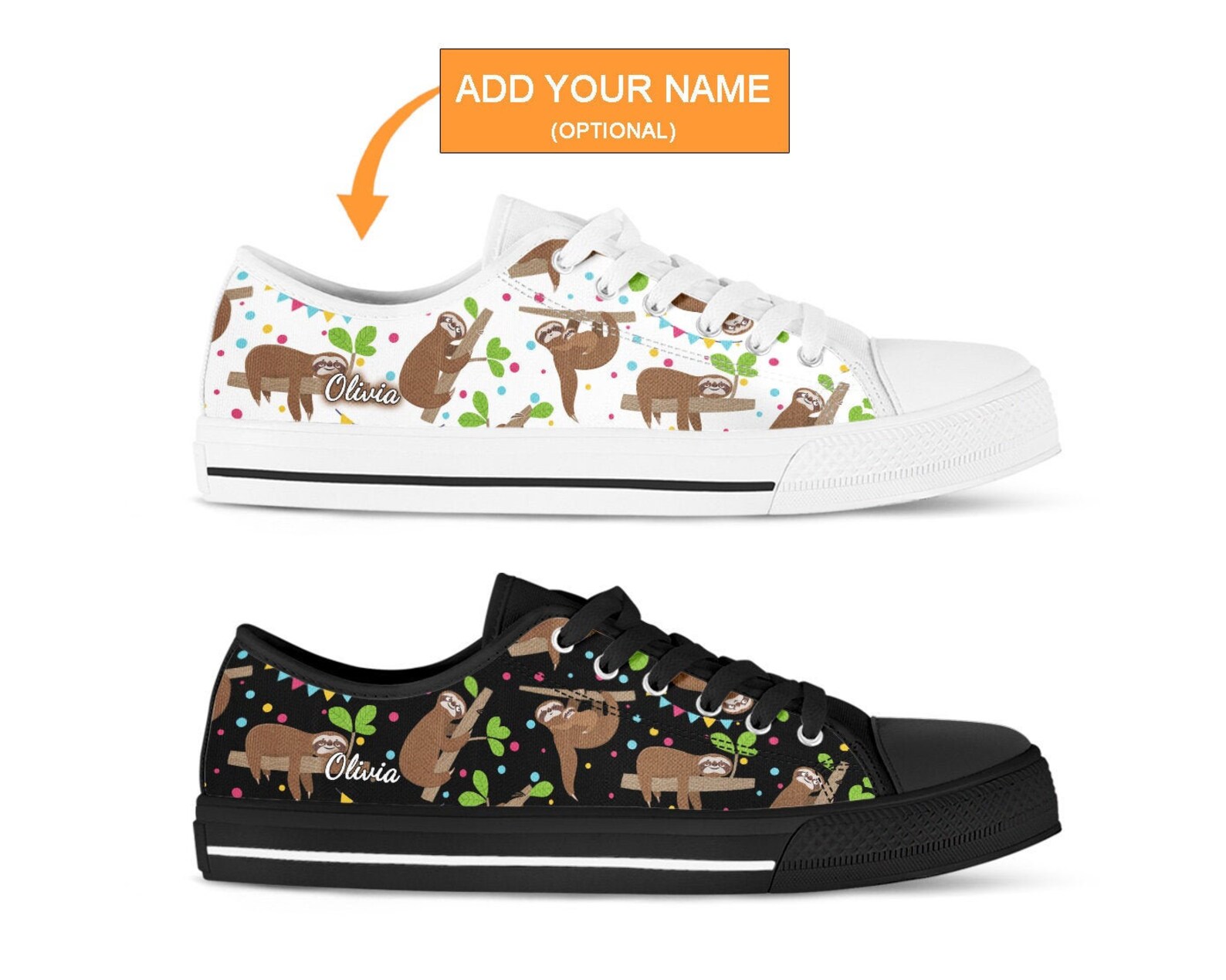 Cute Sloth Shoes Sneakers Sloth Print Shoes Womens Shoes - Etsy