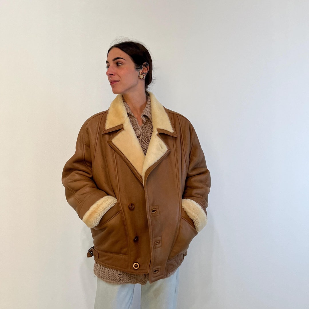 Vintage 80s Shearling Bomber / Vintage Women's Sheepskin / Original ...