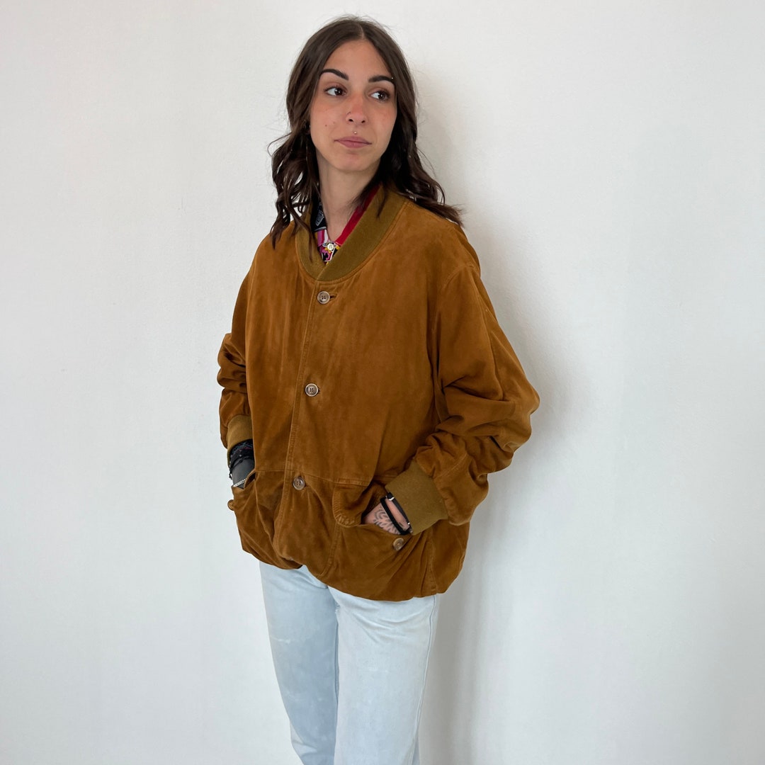 XXL Vintage Suede Bomber Jacket / Vintage Suede Jacket / Reindeer ...