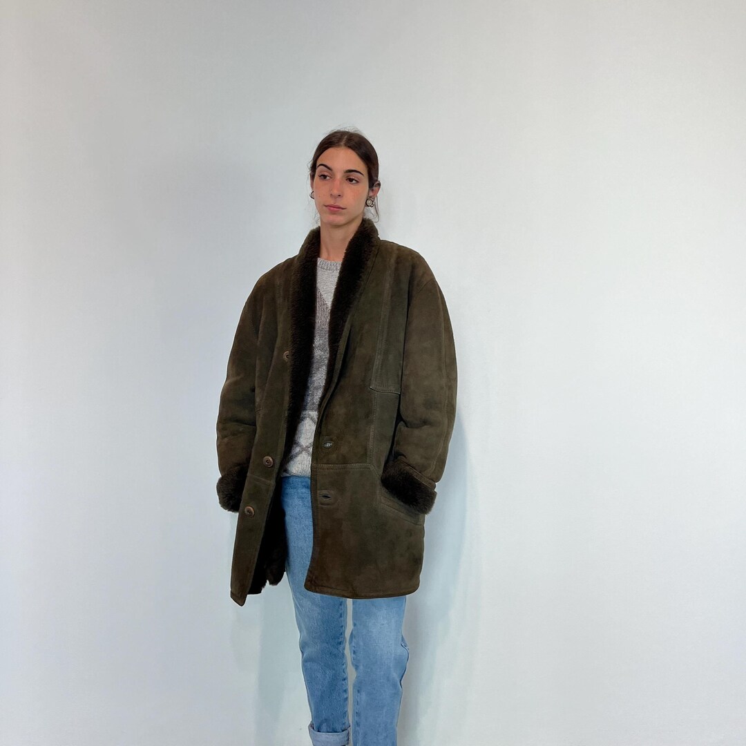 Green Original Shearling Vintage / Green Women's Shear Coat / Vintage ...
