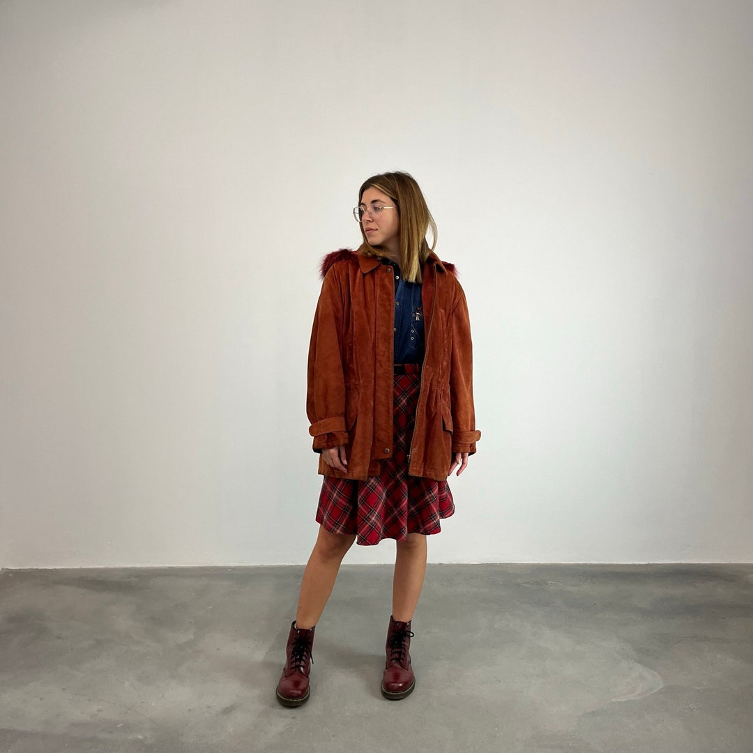 Vintage 80s Orange Suede Jacket / Women's Vintage Suede Jacket / Suede ...