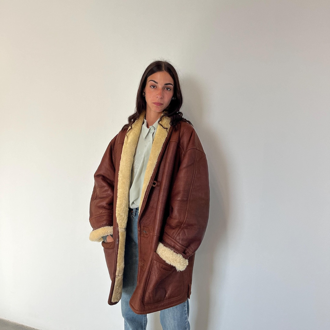 Original Shearling Vintage Leather / Brown Vintage Women's Sheepskin ...