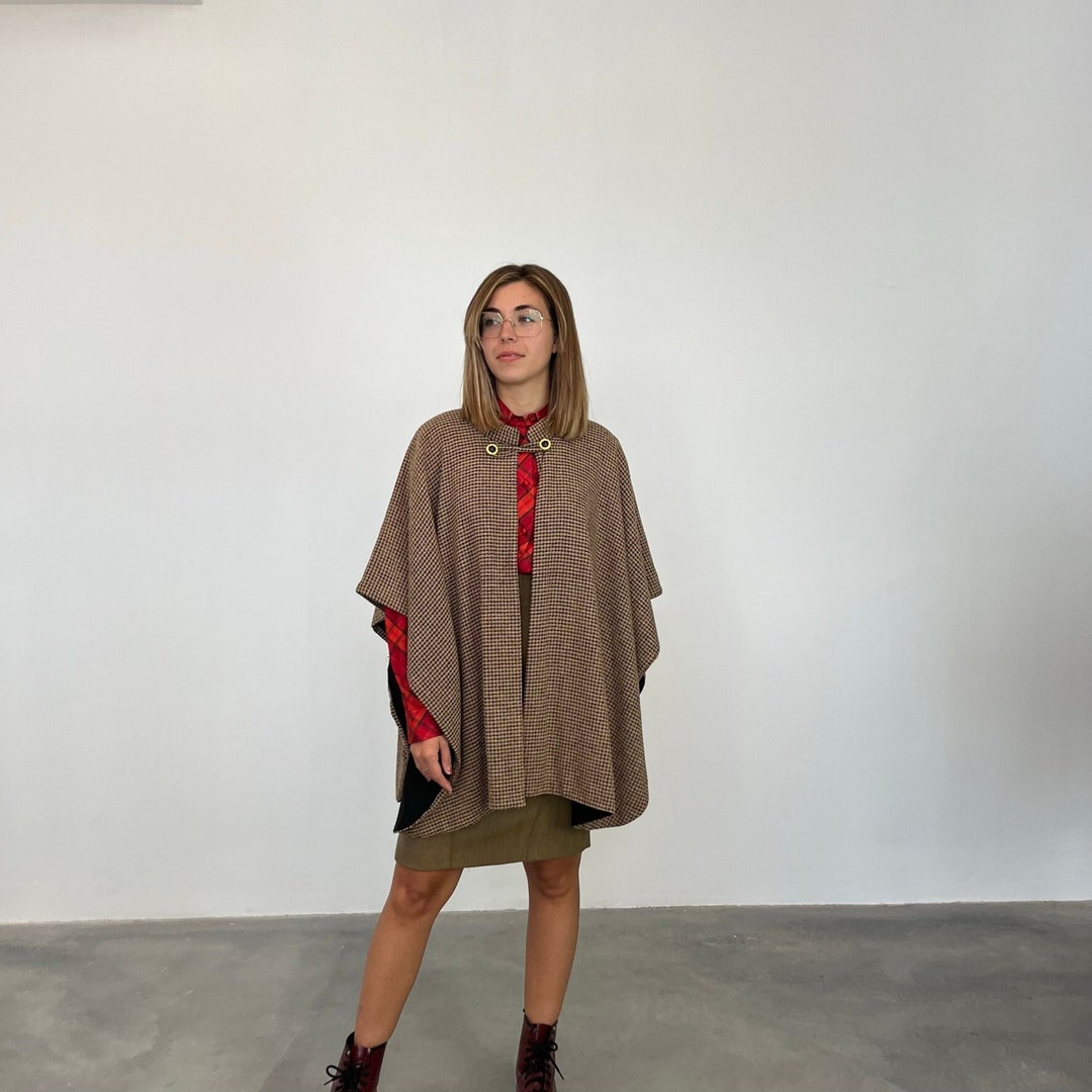 Vintage 70s Wool Cape / Vintage Patterned Women's Cape / Women's Wool ...