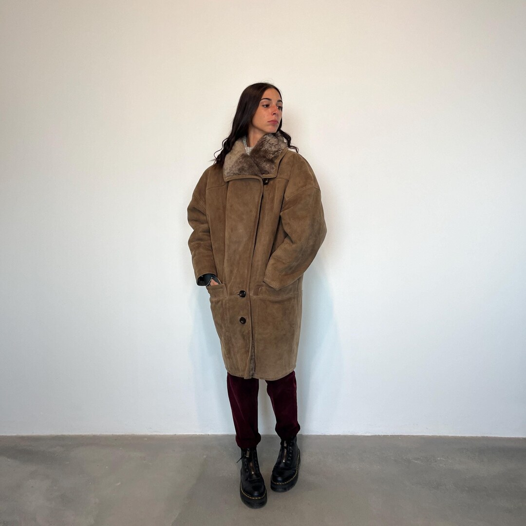 Original Vintage Shearling / Brown Vintage Women's Sheepskin / Long Women's Shearling ...