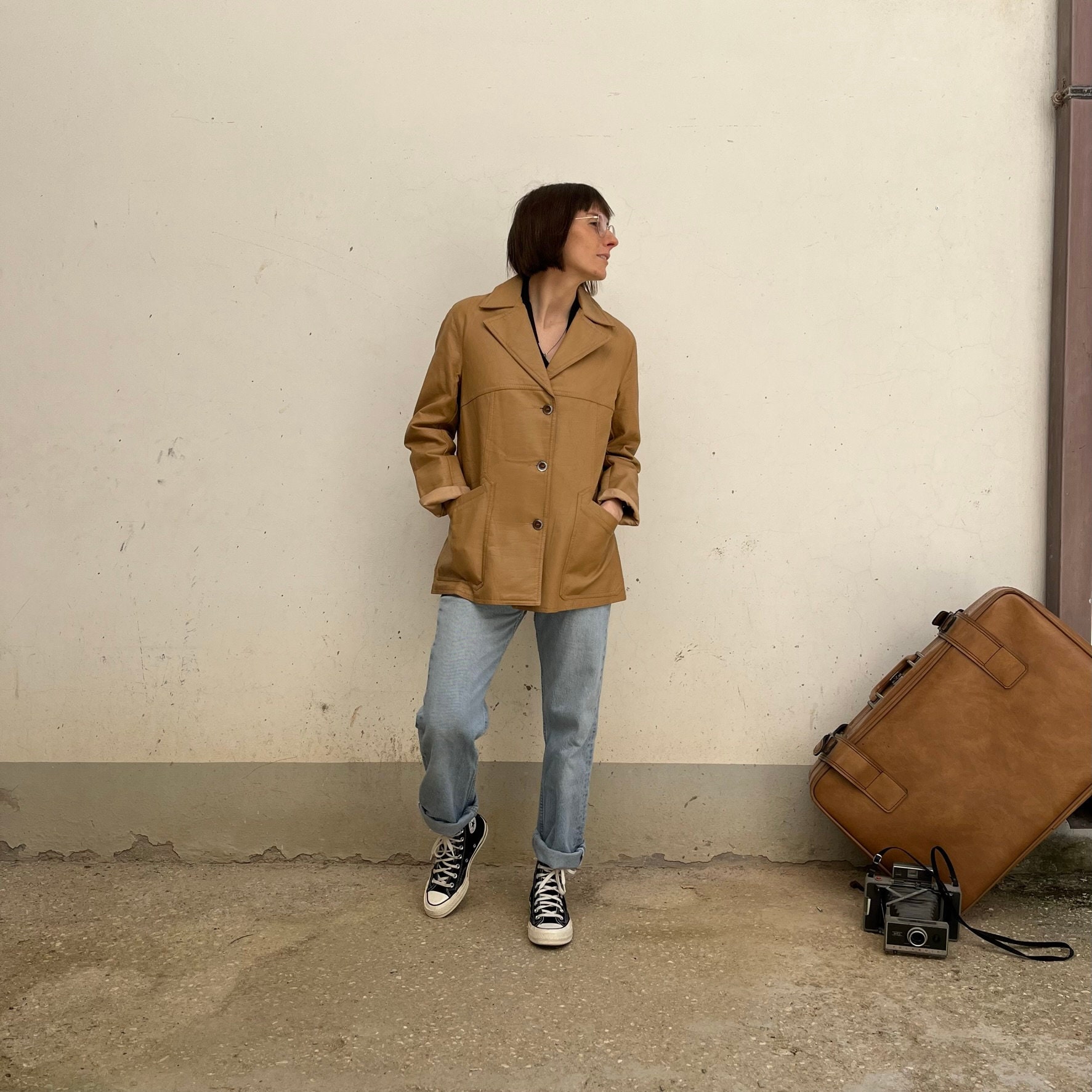 Vintage Nappa Blazer / Vintage Women's Caramel Nappa Jacket / Vintage Women's Leather Jacket ...