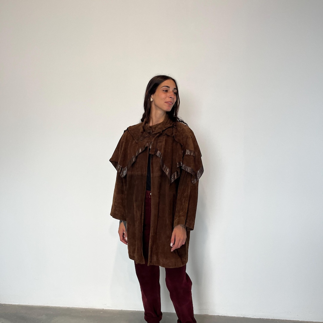 SUEDE CAPE VINTAGE 80s / Women's Vintage Leather Jacket / Vintage ...