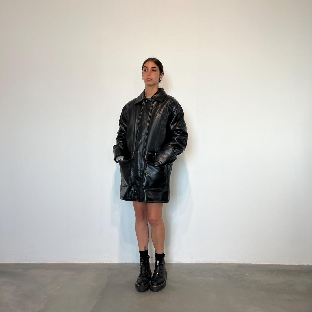 Vintage Eco Leather 80s / Vintage Winter Women's Jacket / Vintage Eco Leather Padded Jacket ...