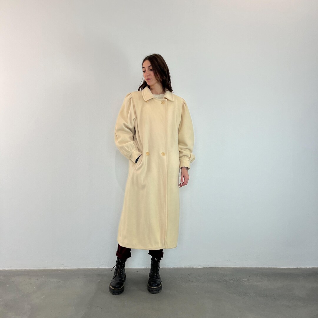 Vintage 80s White Coat / Elegant Vintage Women's Coat / Very Long ...