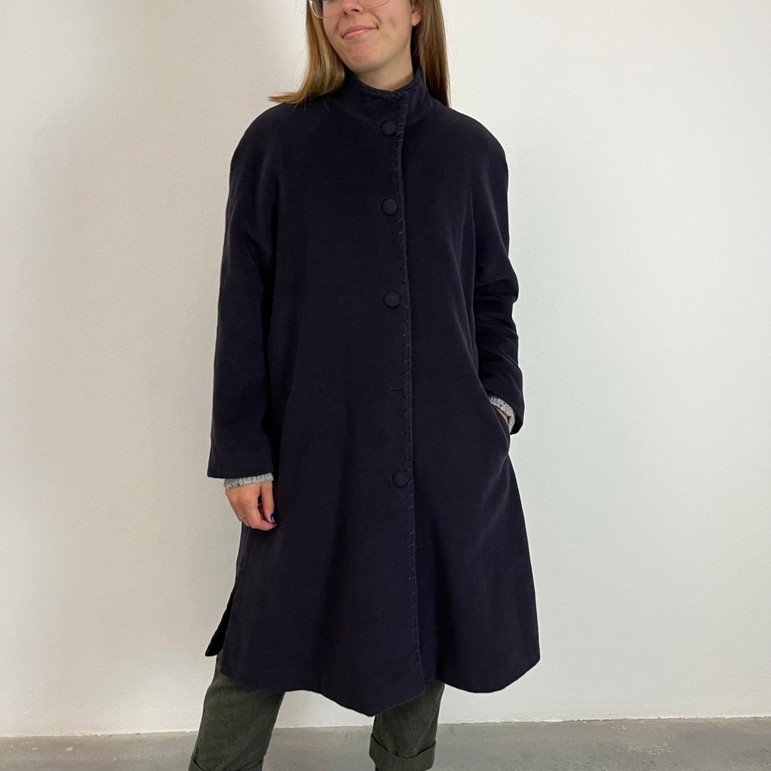 70 Wool 15 Cashmere Vintage 80s Coat / Vintage Blue Women's Coat ...