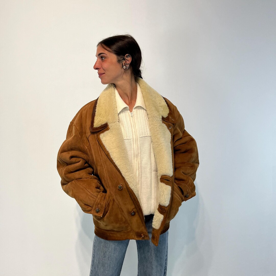 Vintage 80s Shearling Bomber / Vintage Conbipel Sheepskin / Vintage ...