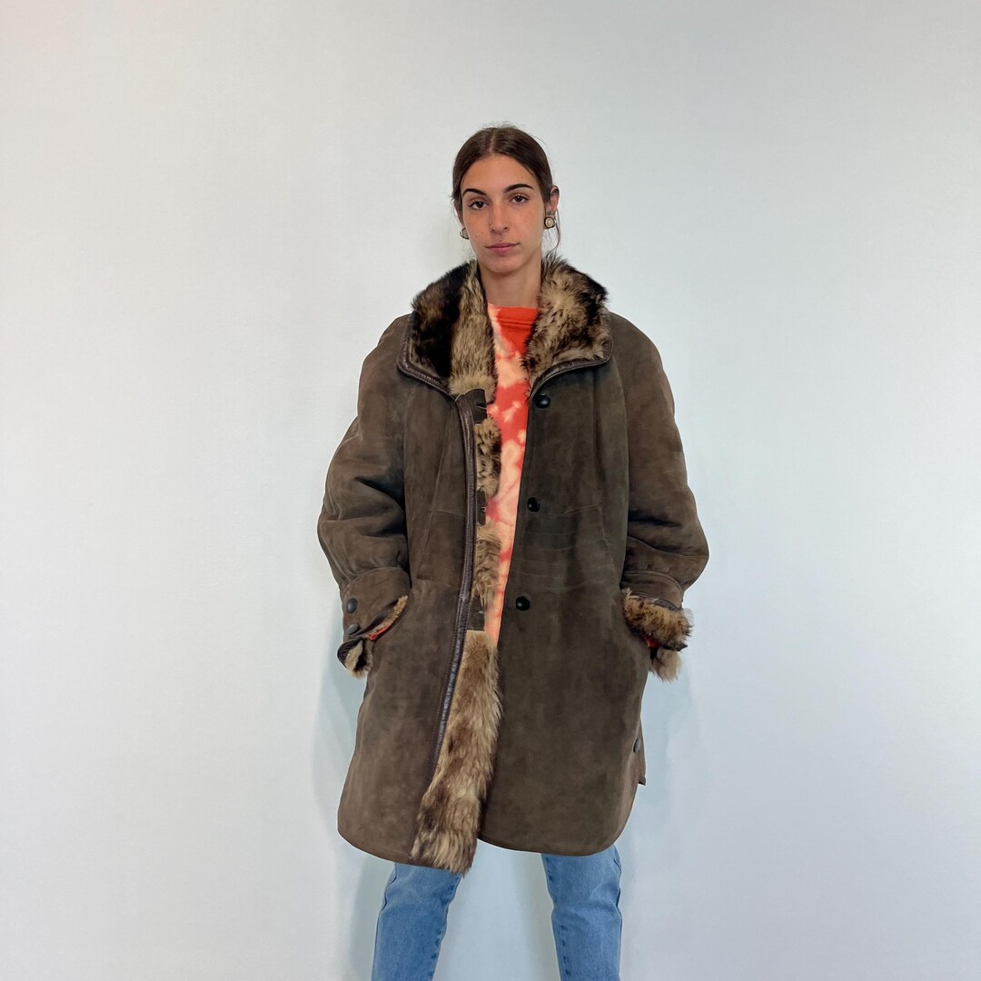 Original Vintage 80s Shearling / Women's Shear Coat / Heavy Vintage ...