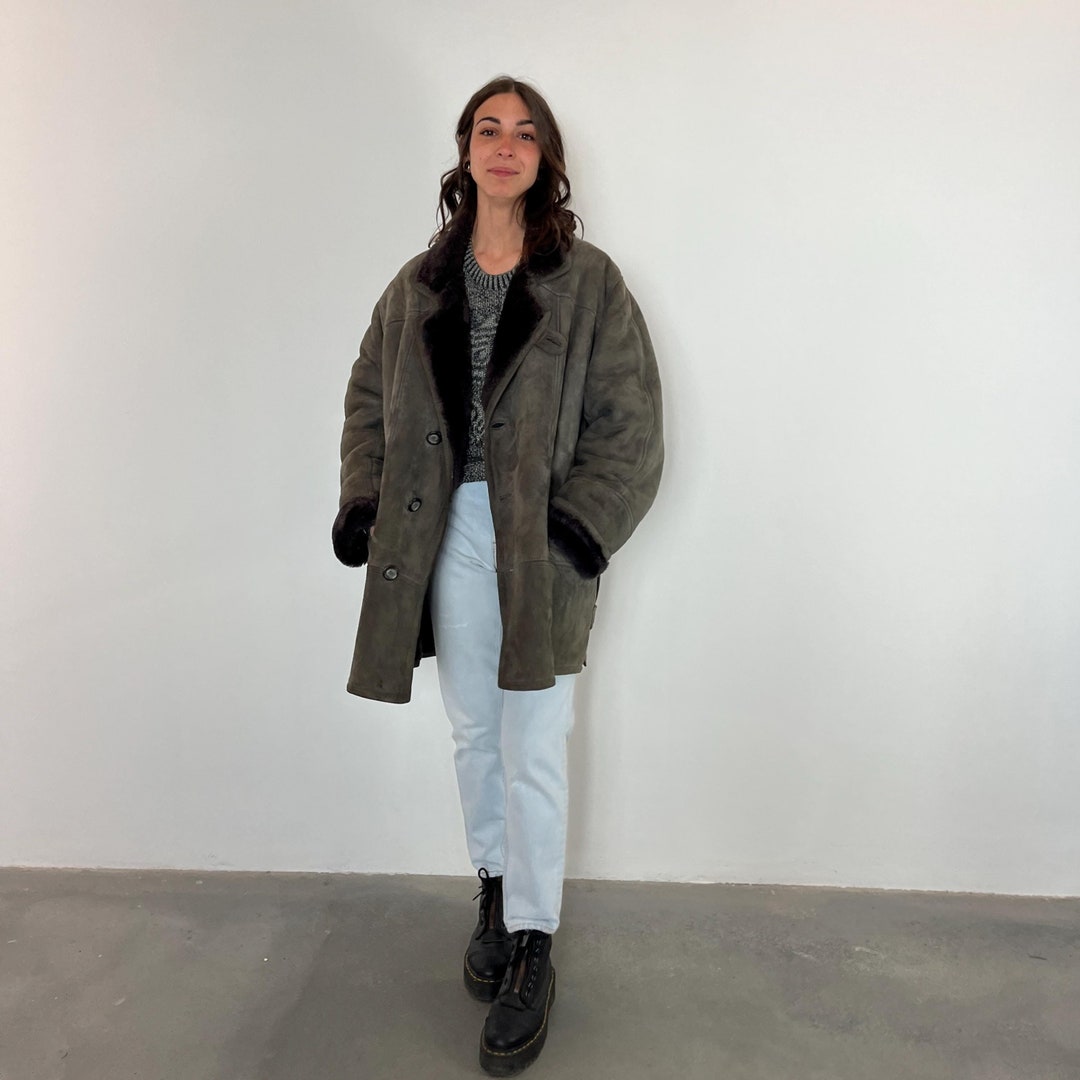 Original Shearling Vintage Gray 80s / Vintage Women's Sheepskin ...