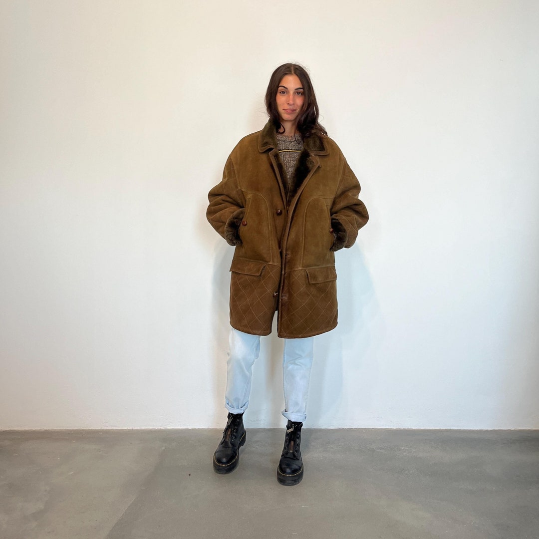 Original Shearling Vintage 80s/ Quilted Shear Coat / Oversized Vintage ...