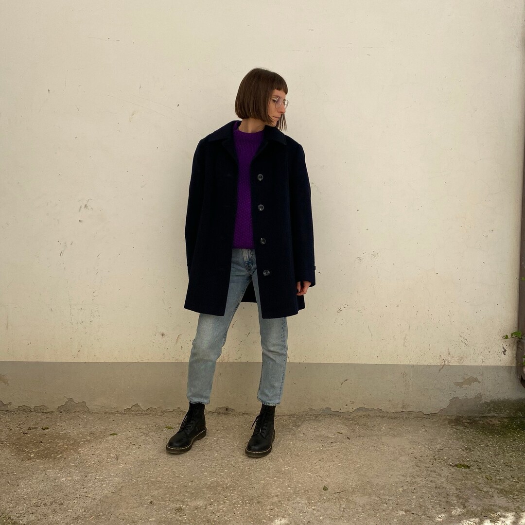 M 100% Wool West Germany / Vintage Blue Wool Women Coat / - Etsy