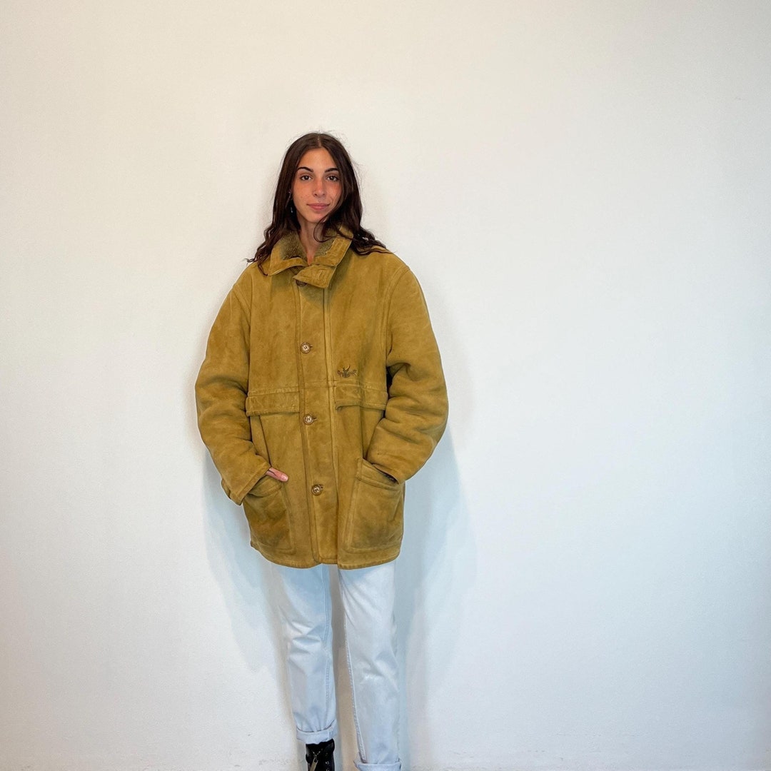 S/M Vintage 70s Shearling Coat / Vintage Mustard Sheepskin / Vintage ...