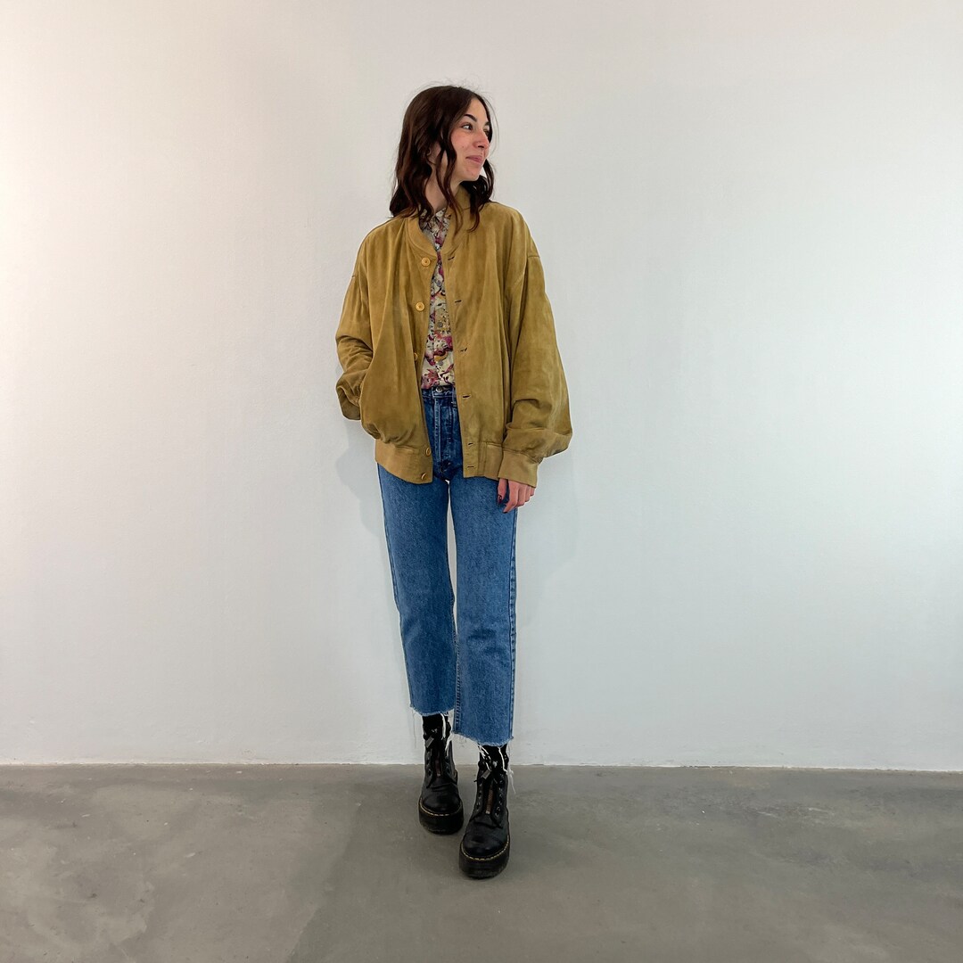 Oversized Vintage Suede Bomber / Vintage Reindeer Jacket / Women's ...