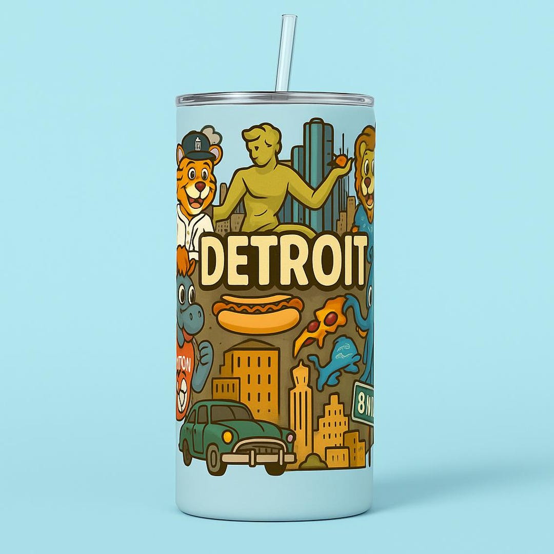 Detroit Tumbler Wrap PNG – Cute Detroit Core Straight Tumbler Design ...