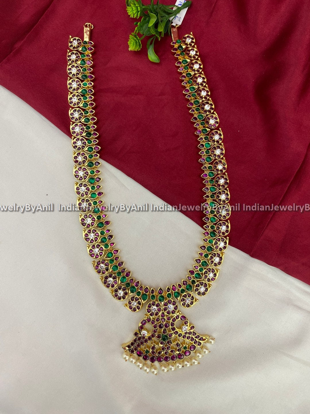 Bharatanatyam Real Kemp Temple Mango Mala Haram Indian Jewelry Temple ...