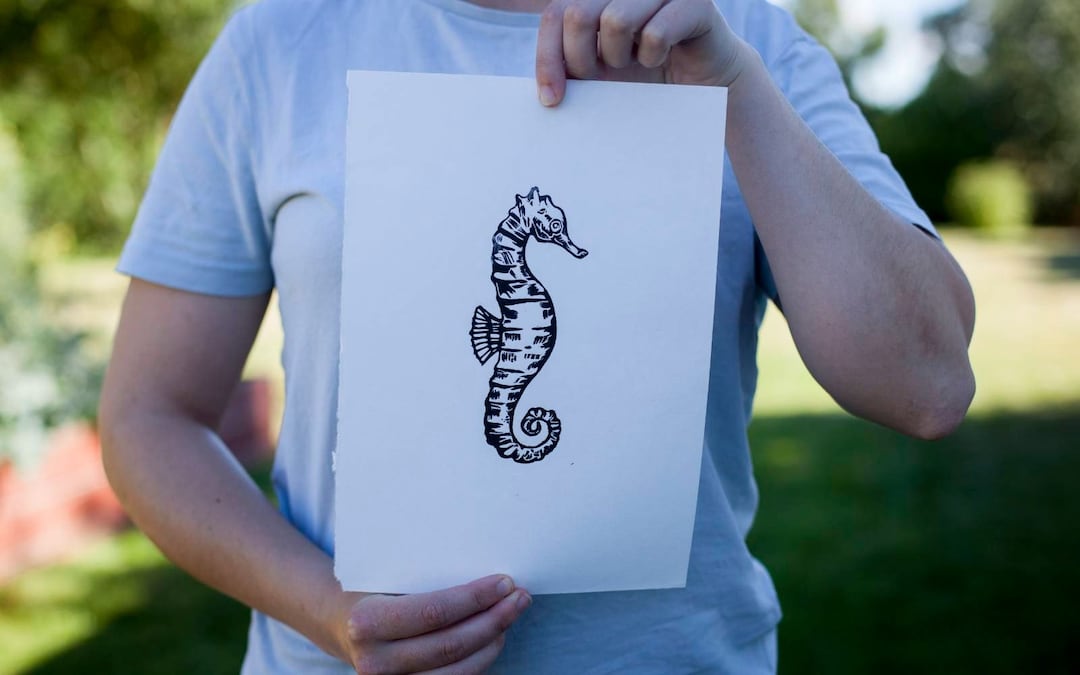 Sea Horse Lino Print Irish Animal Print Sea Life Lino Print - Etsy