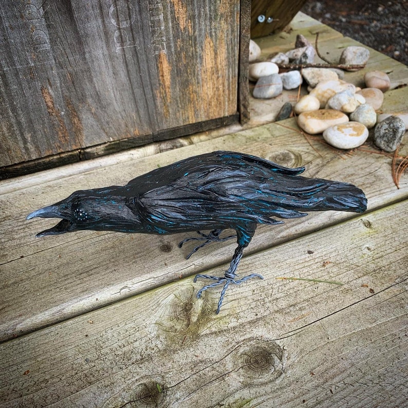 Clay Raven Sculpture a Handmade Unusual Gift Which Ships in - Etsy