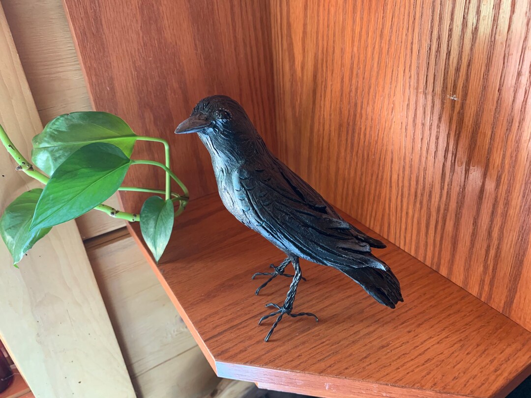 Clay Crow Sculpture a Handmade Unusual Gift Which Ships in - Etsy