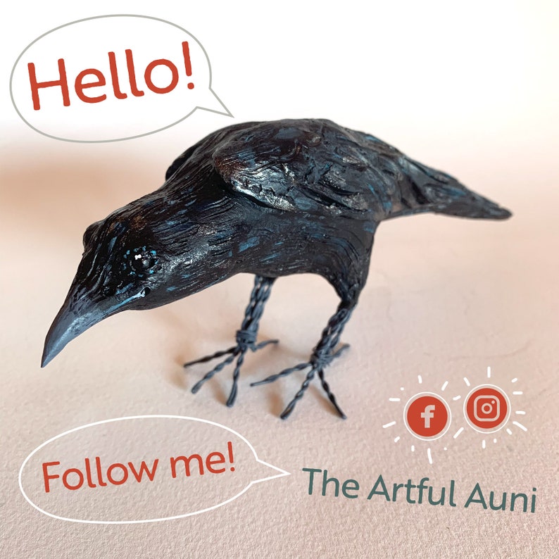 Clay Raven Sculpture a Handmade Unusual Gift Which Ships in - Etsy