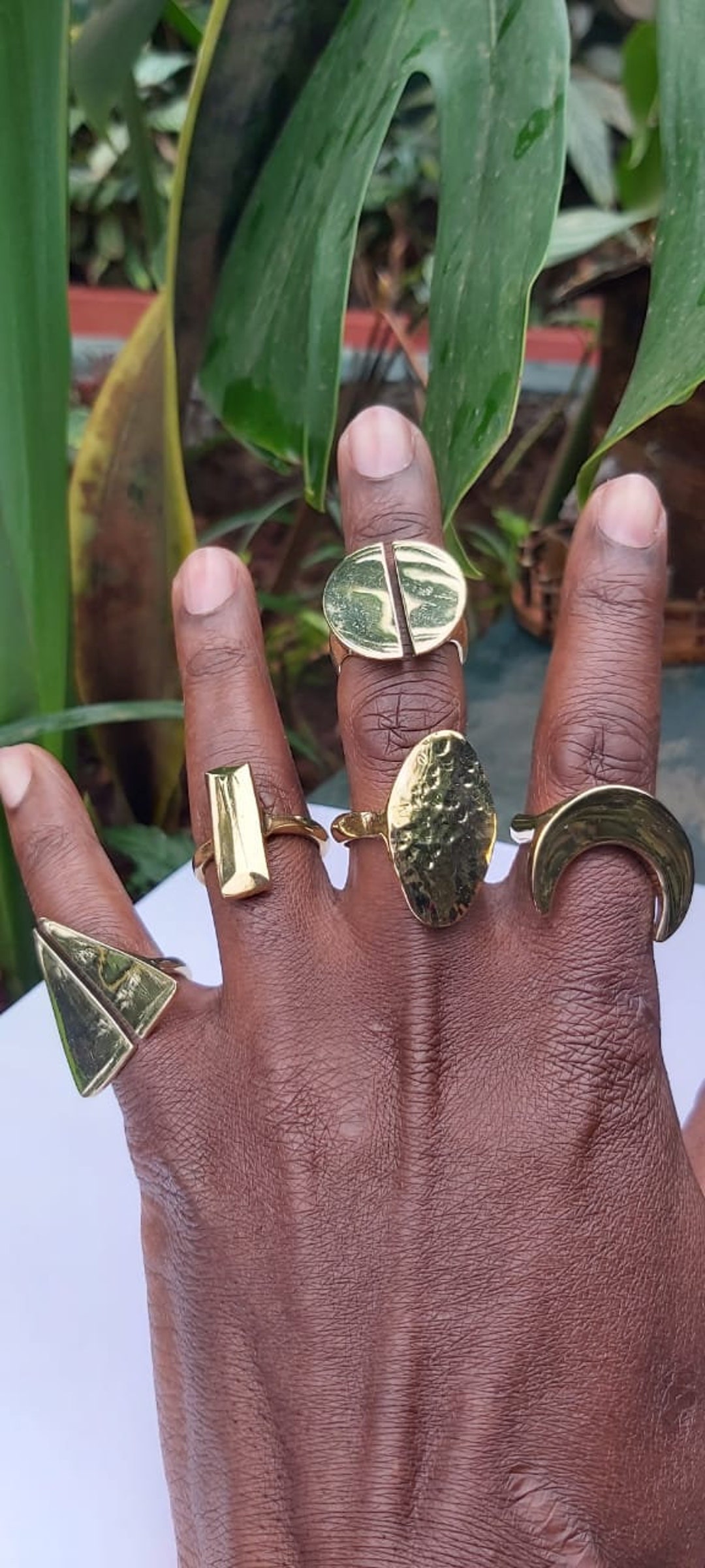 5-african Brass Rings,kenyan Brass Rings,gift for Her,gift for Him ...