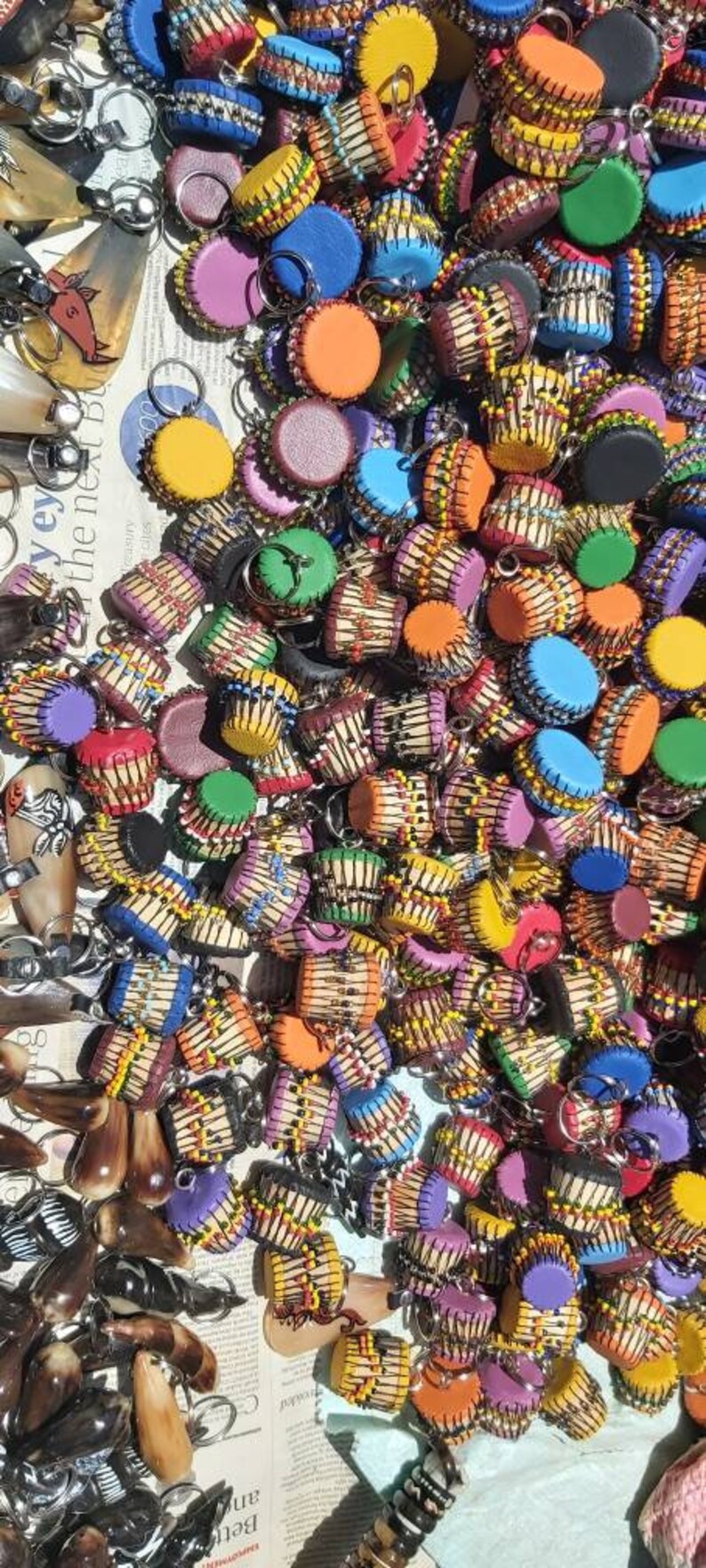 African Keychains,drum Keychains, Beaded Keyholders,beaded Keyring,bulk ...