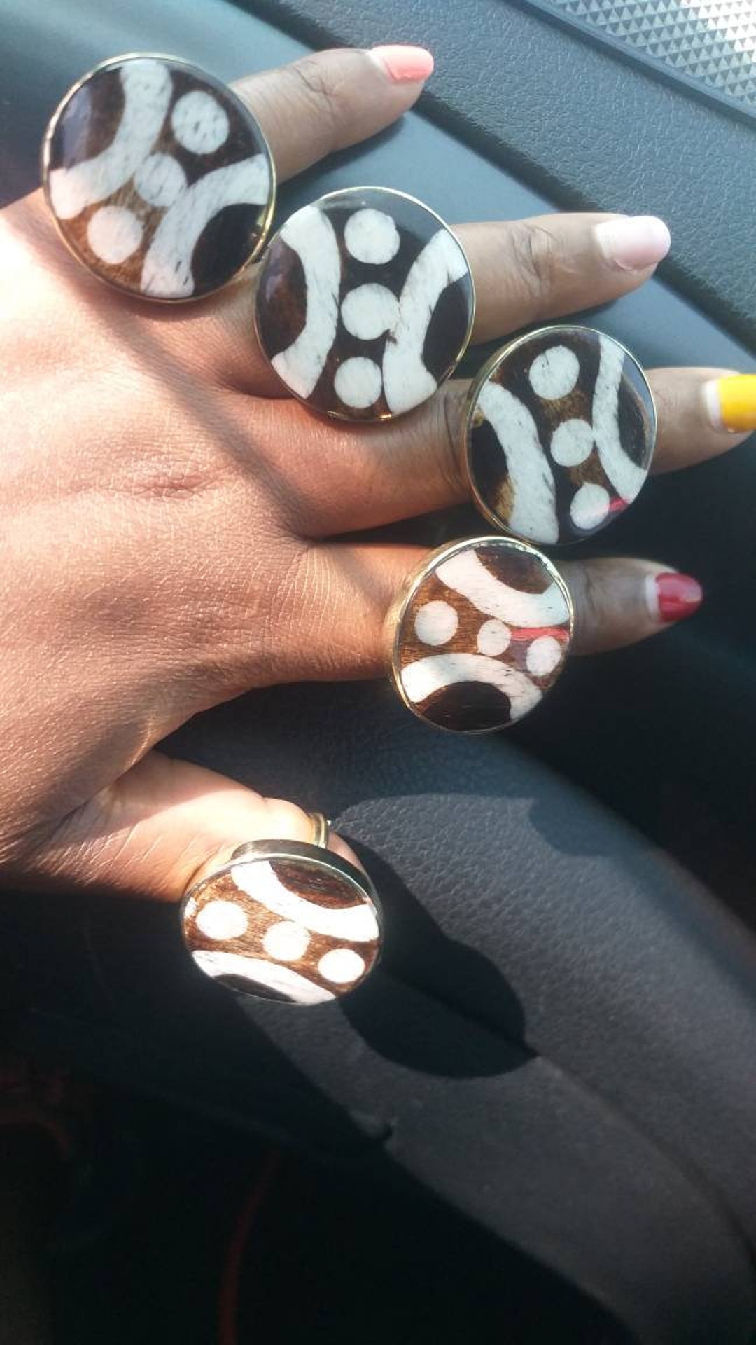 5-african Jewellerybrass Ringsadjustable Ringsbone - Etsy