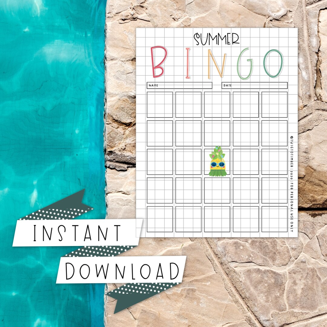 Summer BINGO Boredom Buster/chore Chart - Etsy