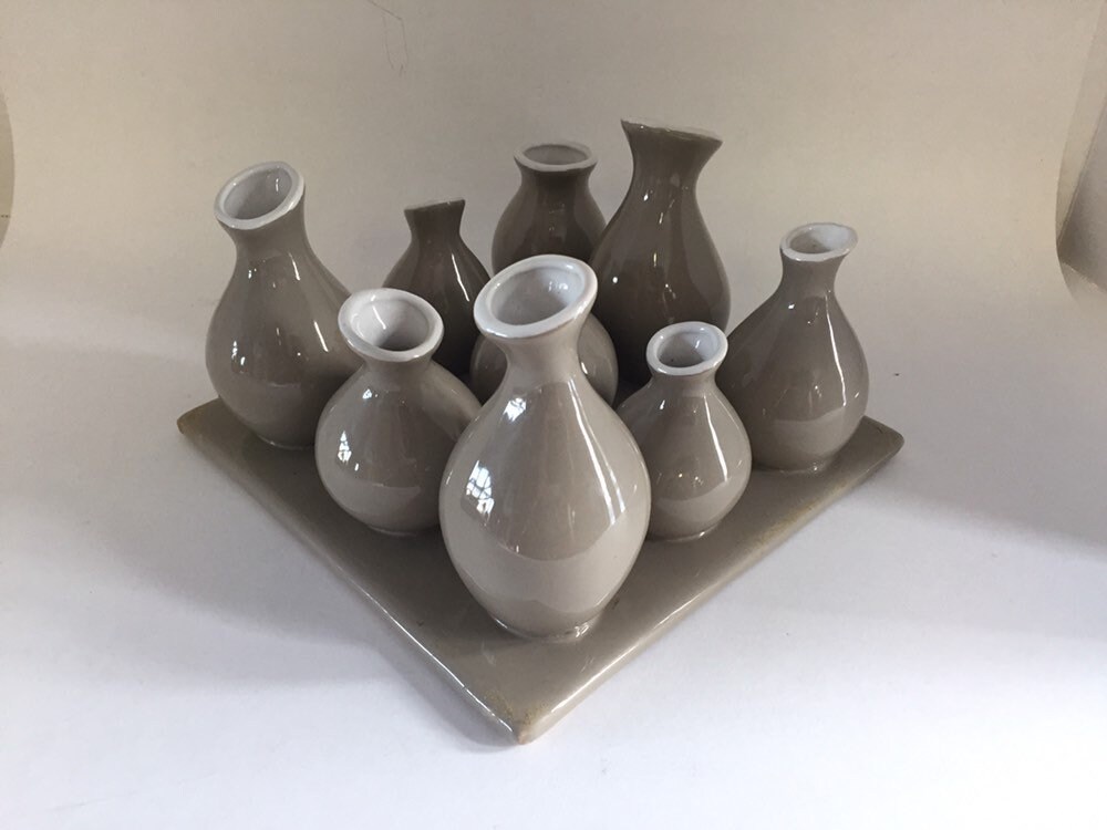 Unique Multi Vase / 9 Small Pottery Vases on Single 8 X - Etsy