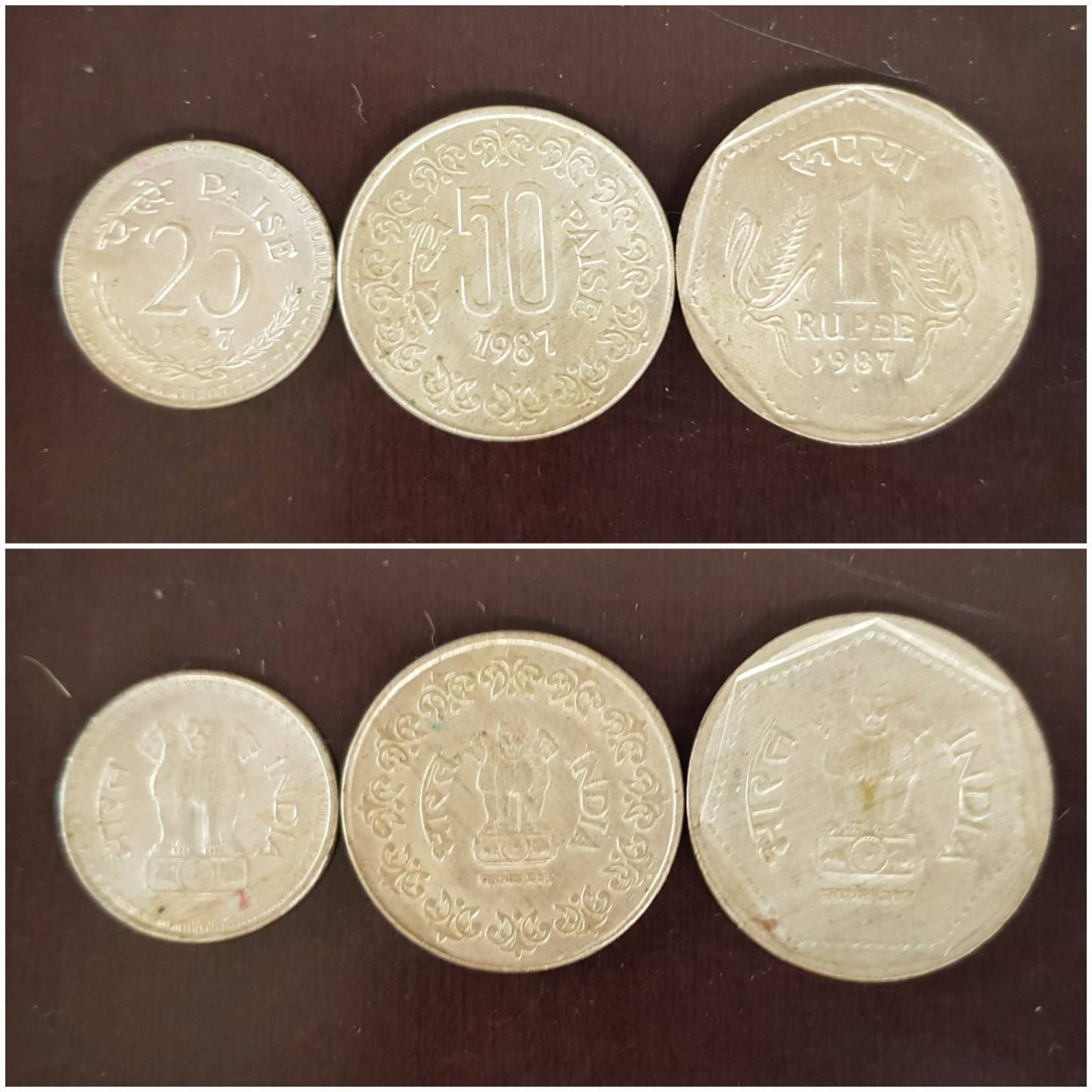 Set of 3 Coins India 25 50 Paisa 1 Rupee 1987 VF - Etsy