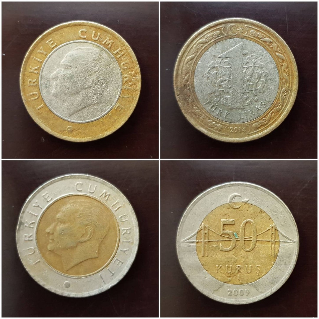 Moneda Turquía 50 Kurus / 1 Lira 2009 2019 Bi Metálico - Etsy España